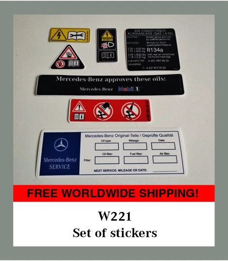 Mercedes-Benz W210 Stickers Decals Restoration Engine Bay, 50% OFF