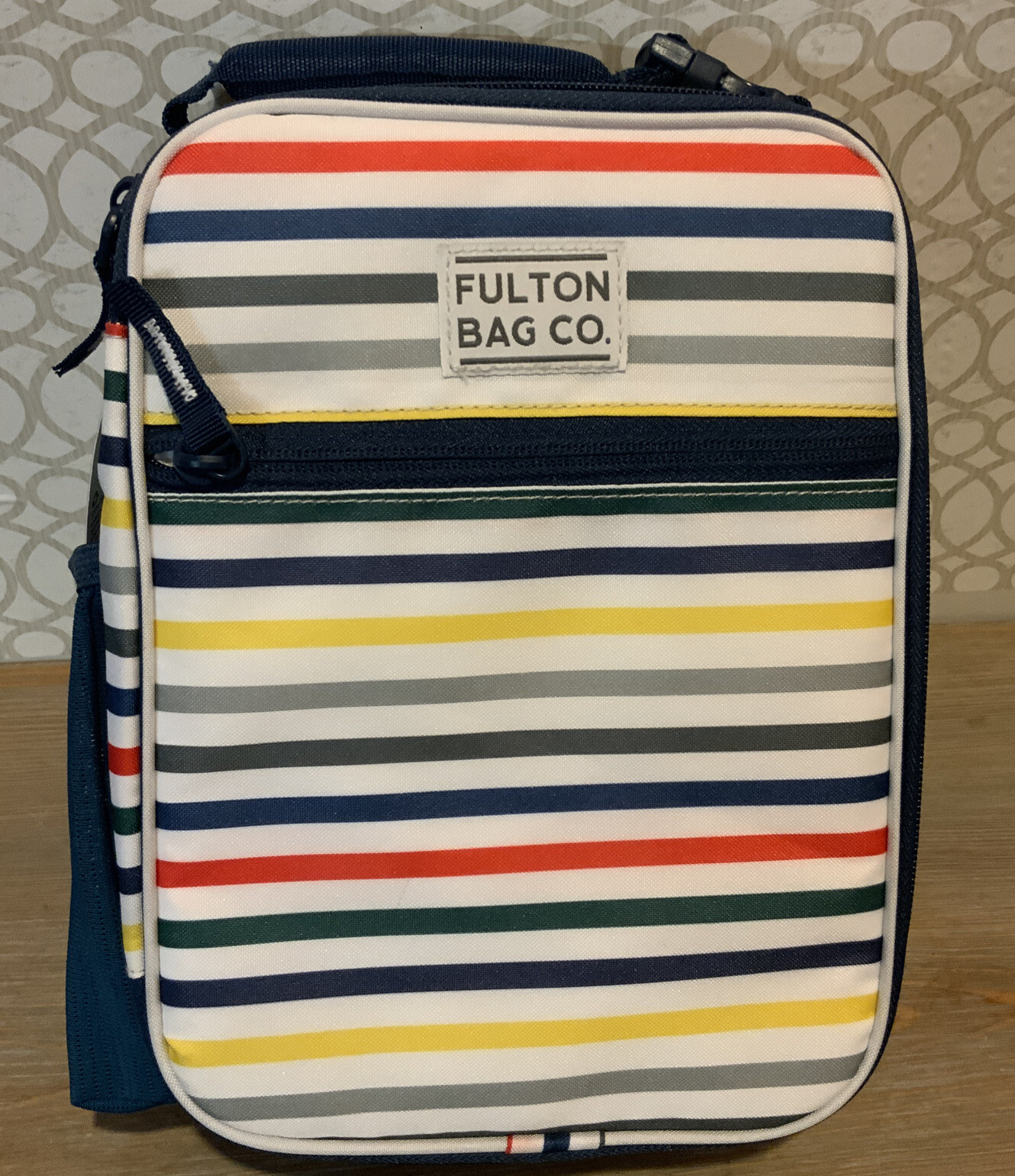 Fulton Bag Co. Upright Retro Striped Zippered Insulated Microban Lunch ...