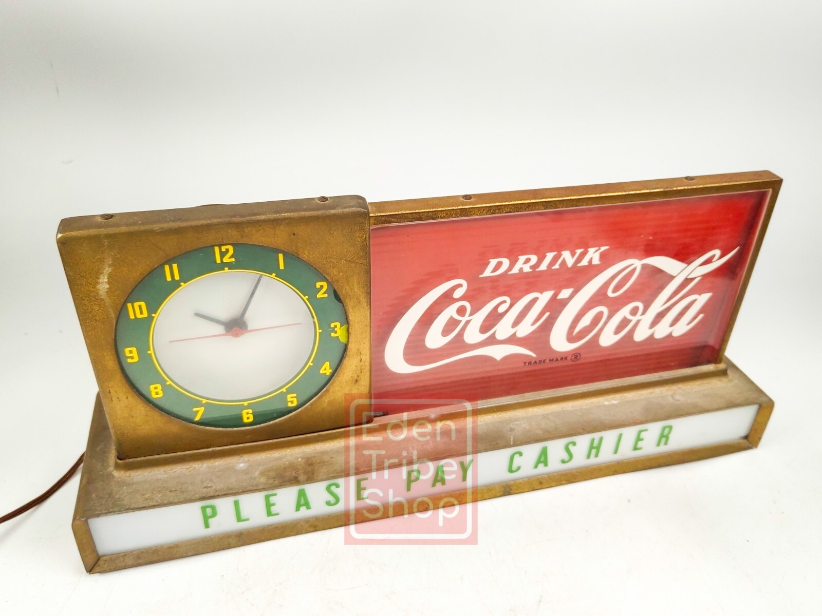 1950s Coca-Cola Please Pay Cashier Light up Advertisement Round Clock ...