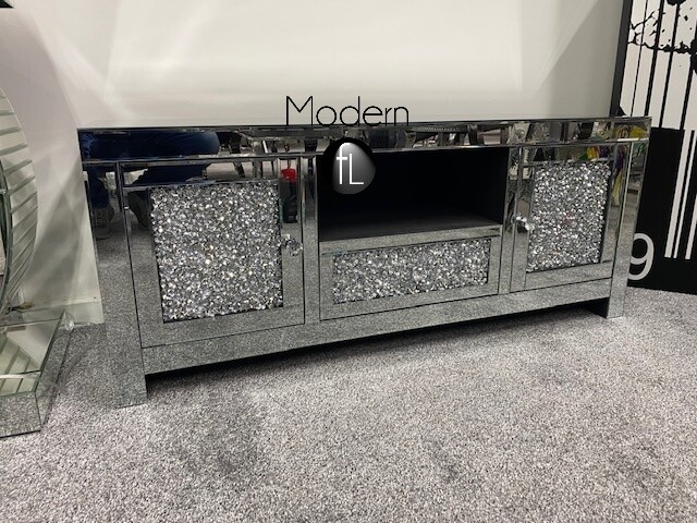 Luxury Mirrored Crushed Diamond TV Stand, Sparkle Glitz TV Unit, Up to ...