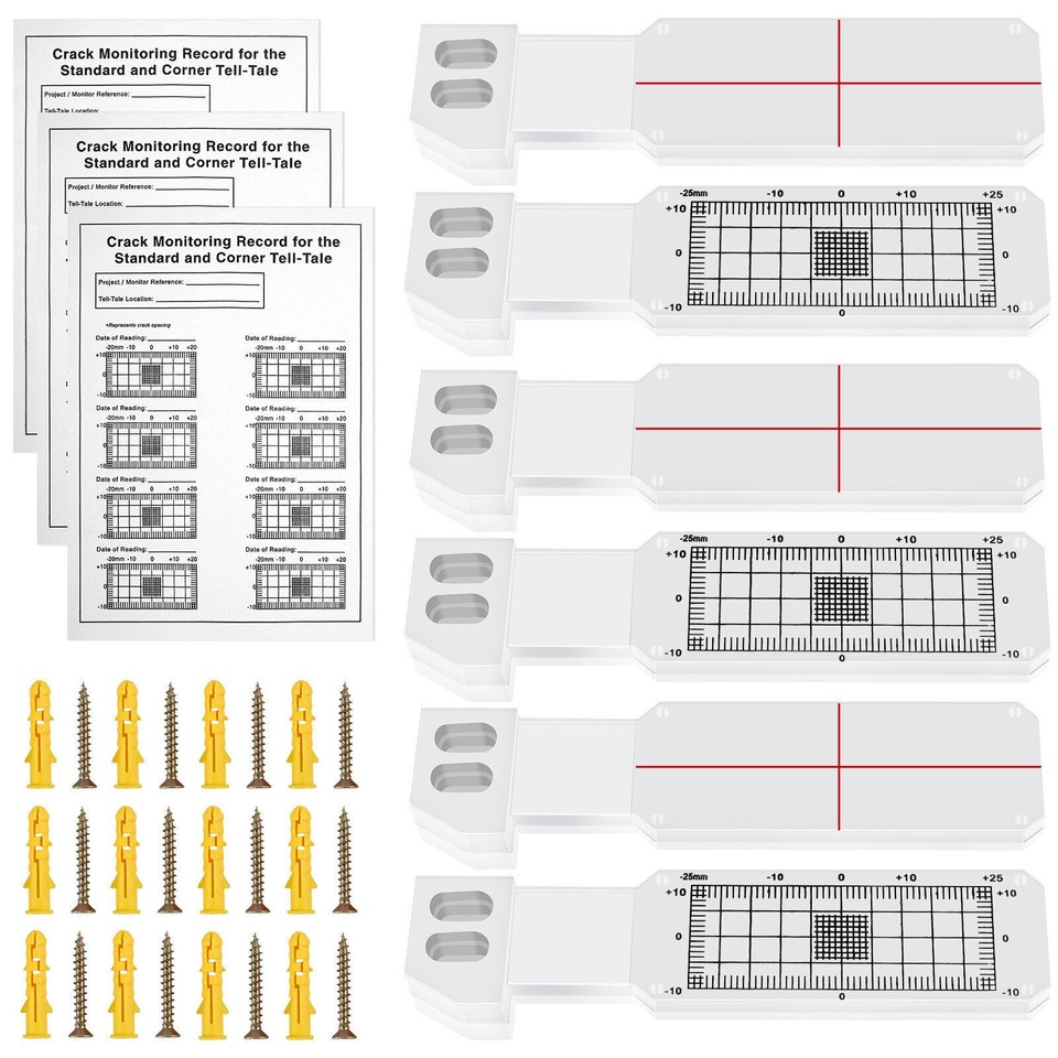 6x Crack Monitoring Record Crack Gauge Monitor Standard Tell Tale Crack ...