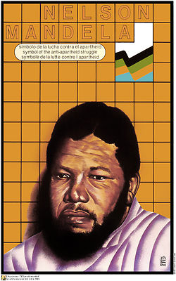 Political OSPAAAL Solidarity Anti-Apartheid poster.FREE Nelson Mandela ...
