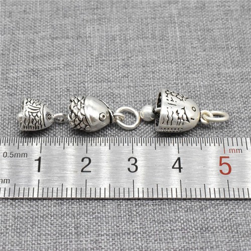 2pcs of 925 Sterling Silver Fish Head Bell Type Charms for Bracelet ...