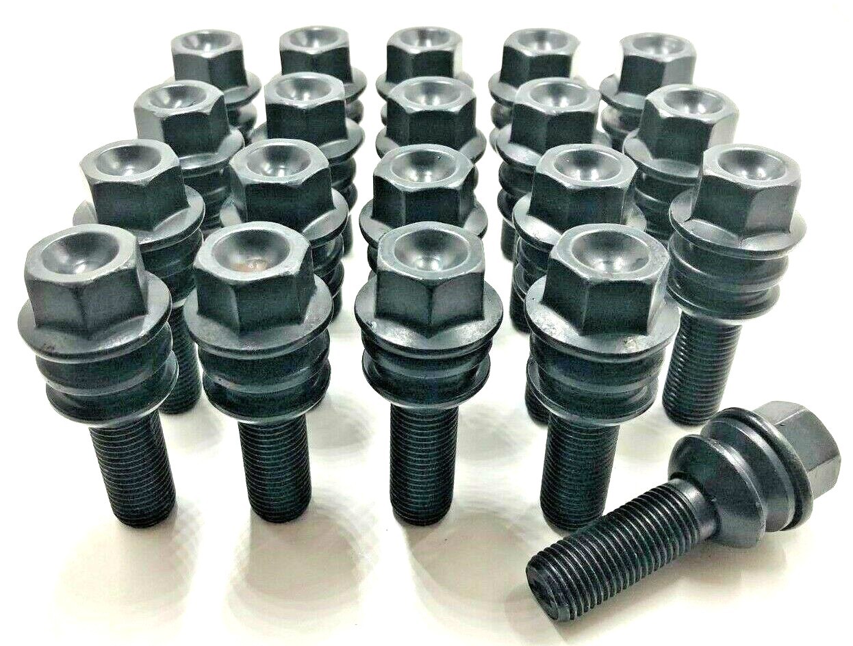 20 x EXTENDED ALLOY WHEEL BOLTS BLACK VW TRANSPORTER T4 T5 T6 M14X1,5 ...