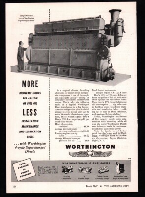 1947 Worthington Diesel Engines ad Supercharged Vintage magazine print ...
