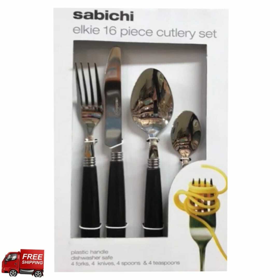 Sabichi Elkie 16Piece Cutlery Set Stainless Steel Plastic Handle ...