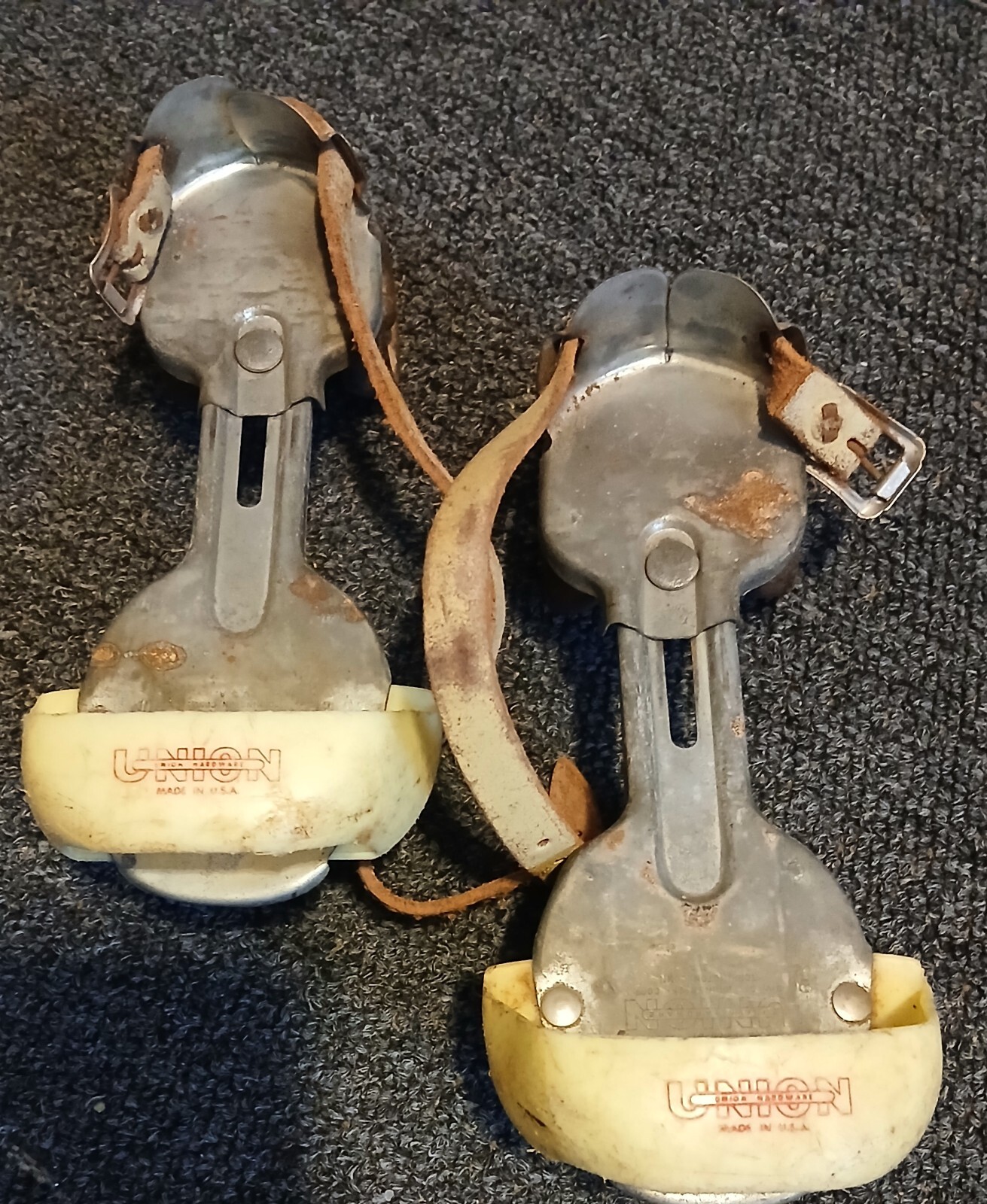 Vintage Union Brand Adjustable Youth Metal Roller Skates With Leather ...