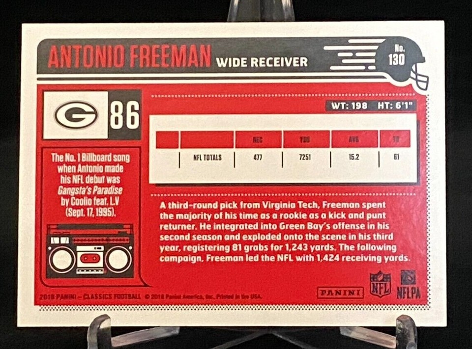 2018 Panini Classics Red Back #130 Antonio Freeman Green Bay Packers ...