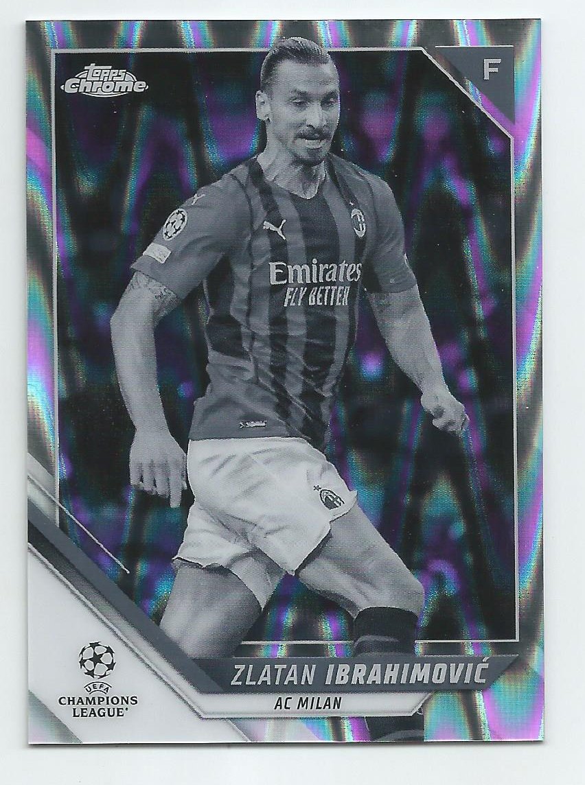 Zlatan Ibrahimovic 2021-22 Topps Chrome UEFA UCL Black White Ray Wave ...
