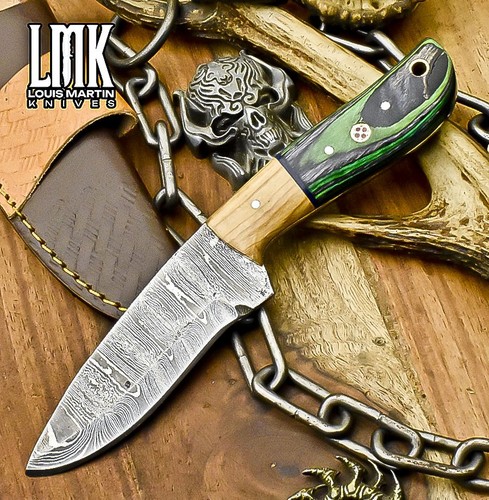LMK Custom Forged Skinner Knife Twist Damascus Hard Wood Gift ...