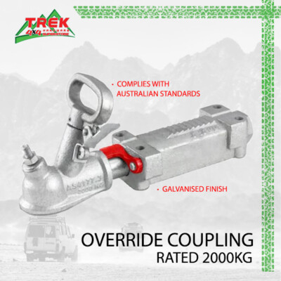 2T 50mm Trailer Coupling Hitch Override Galvanized Hydraulic Mechanical ...