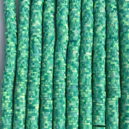 Green Polymer Clay Beads 6mm Round Disc DIY Jewellery Clay Bead 39cm ...