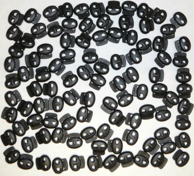 100 Face Mask Adjusters Small 1/8" Dual Hole Spring Cord lock String ...