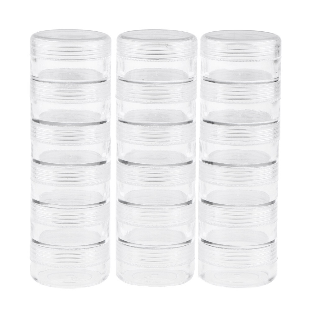 3 Sets 18 Empty STACKABLE INTERLOCKING Clear Storage Containers Round ...