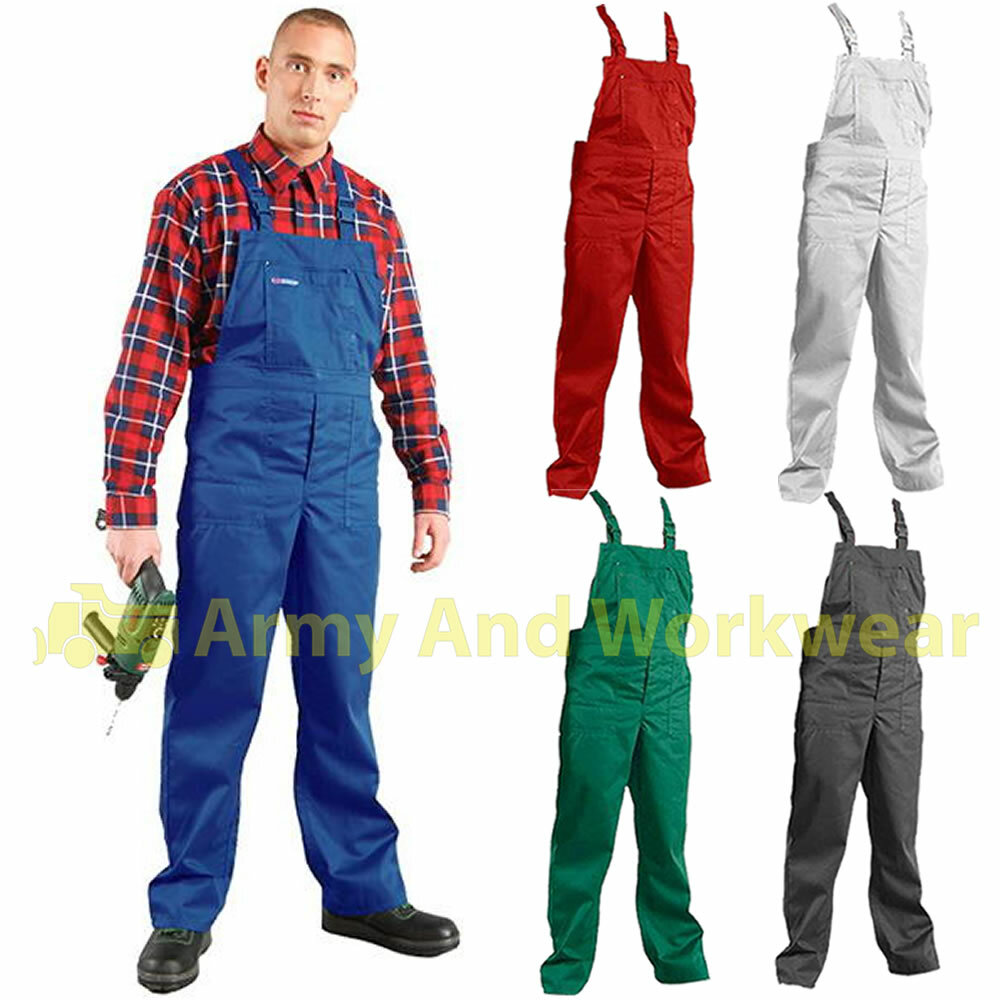 Bib and Brace Overalls Painters Decorators Work Trousers Half Elastic ...