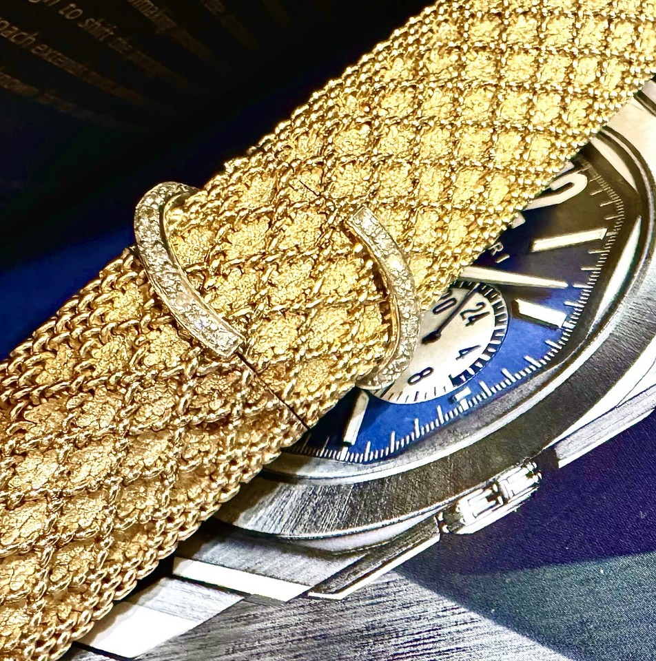 GENEVE WATCH DIAMONDS 0.55CTW 14K GOLD BRACELET W/ CONCEALED DIAL RARE ...