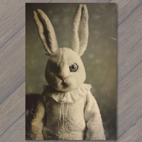 POSTCARD Rabbit Weird Creepy Vibe Easter Bunny Scary Mask Cult Strange ...