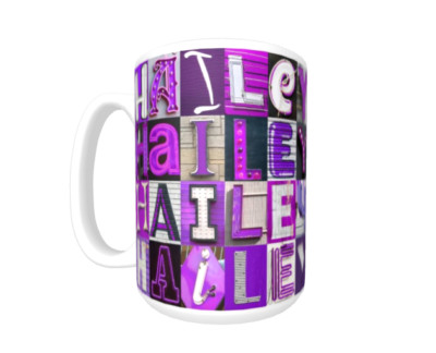HAILEY Coffee Mug / Cup featuring the name in photos of PURPLE sign ...