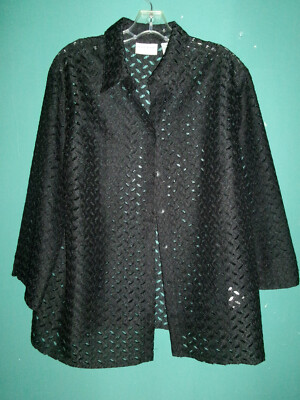 Alfred Dunner black eyelet jacket Size 18W (1X) ExcCond | eBay