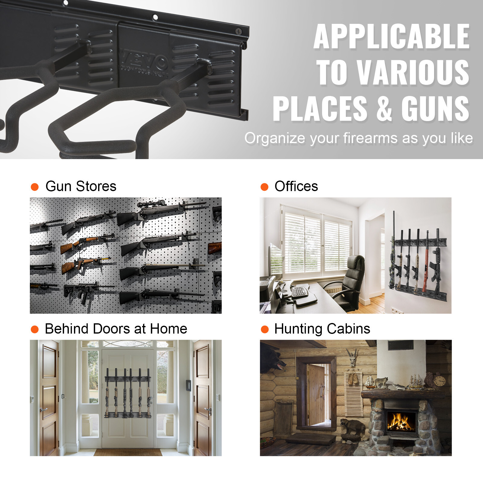 VEVOE Gun Rack 6-Slot Indoor Metal Gun Rack Wall Mount Vertical Rifle ...