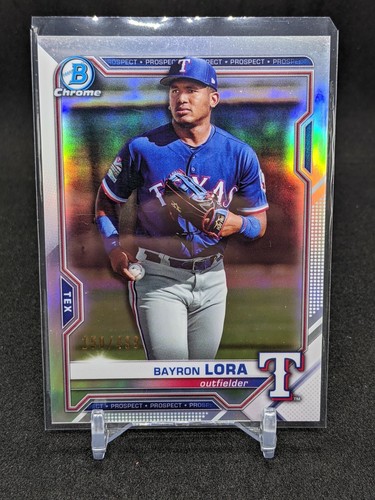 2021 Bowman Chrome Prospects BAYRON LORA Refractor Texas Rangers /499 ...
