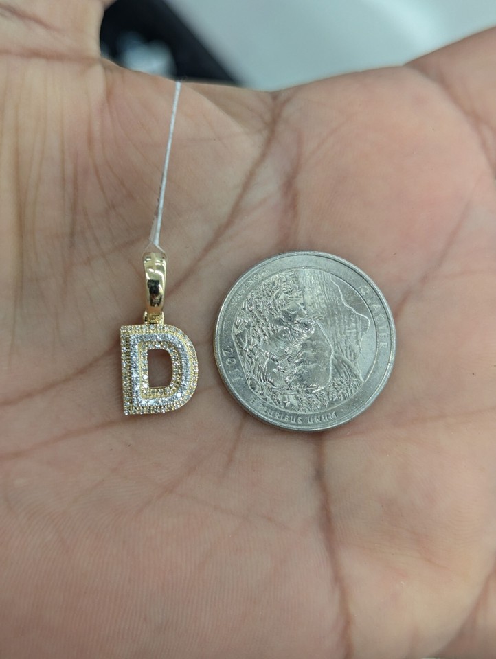 Real Natural Diamond 10kt Yellow Gold Two-tone Bubble Style Initial D ...