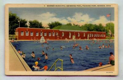 Warren Municipal Swimming Pool Packard Park Warren OHIO *OLD LINEN* | eBay