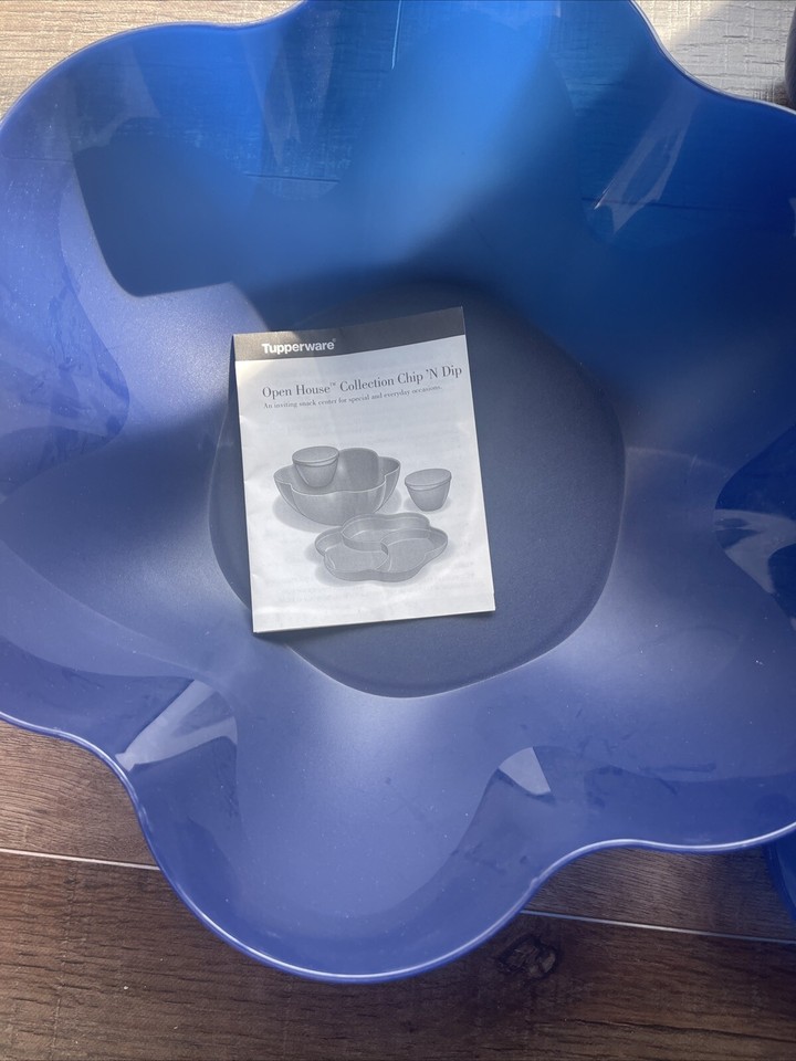 Tupperware 1.5 Gal Chip & Dip Flower Bowl Serving Tray SET w/2 Side ...