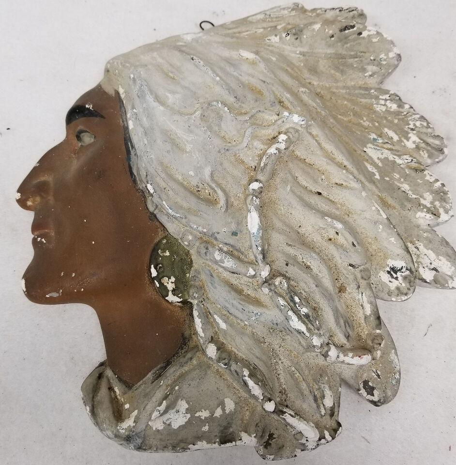 Antique Vintage Native American Indian Chalkware Plaster Figure MOlded ...