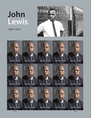 US John Lewis Imperf/NDC sheet (15 stamps) MNH 2023 Pre-Order Ships ...
