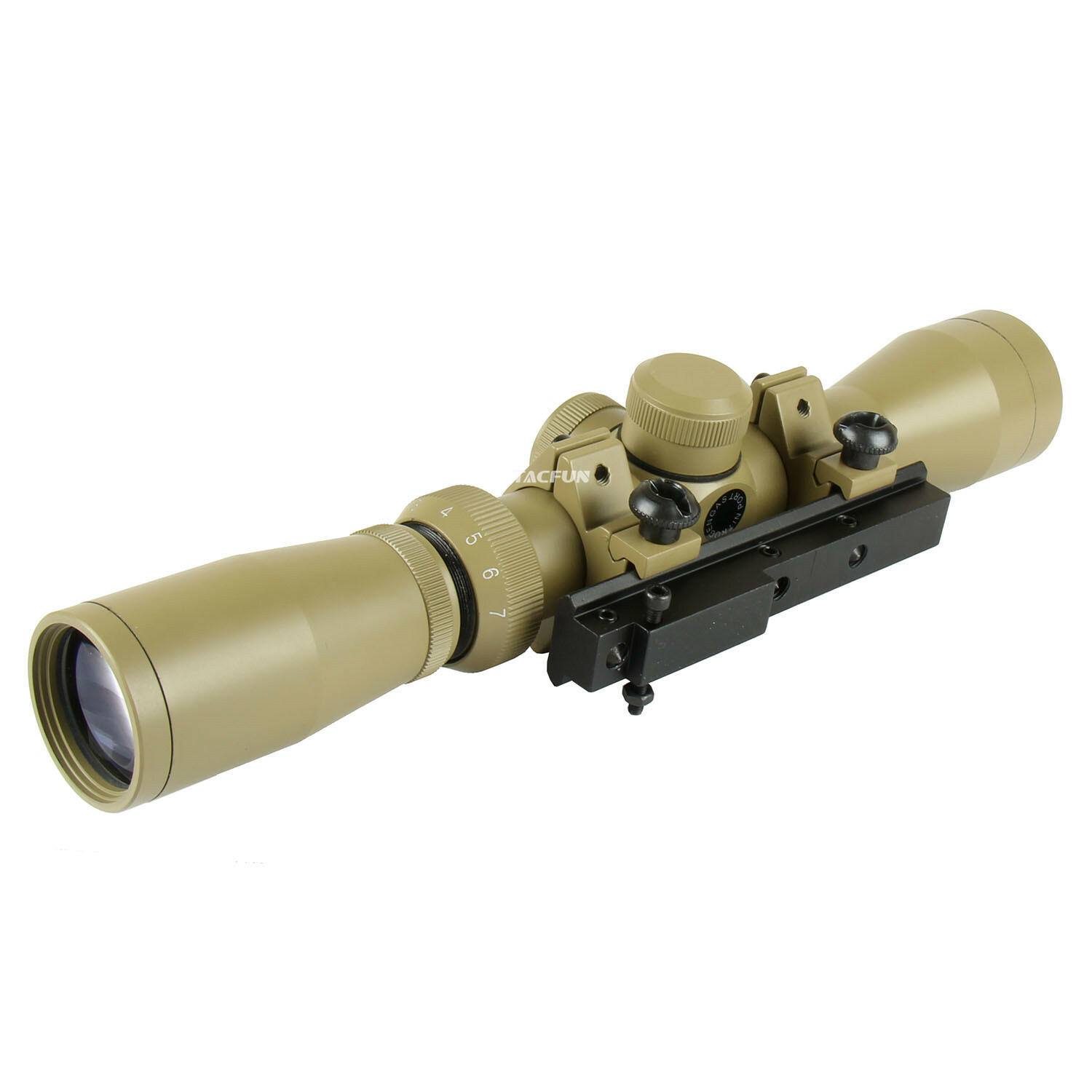 TAN Mosin Nagant 2-7x32 Long Eye Relief Scope + M44 M91 30 Scout Mount ...