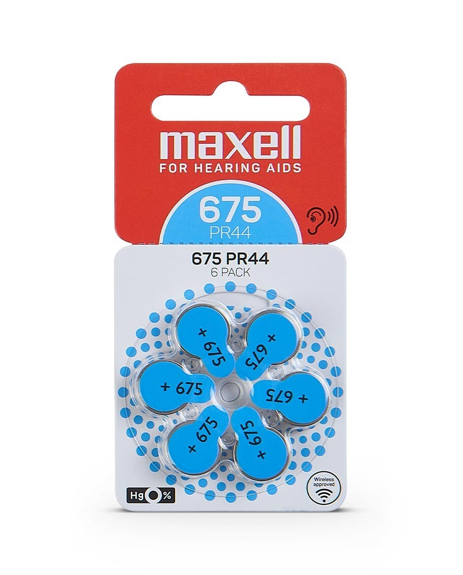 18 Maxell Size 675 PR44 Hearing Aid Batteries 1.45V Zink Air Mercury ...