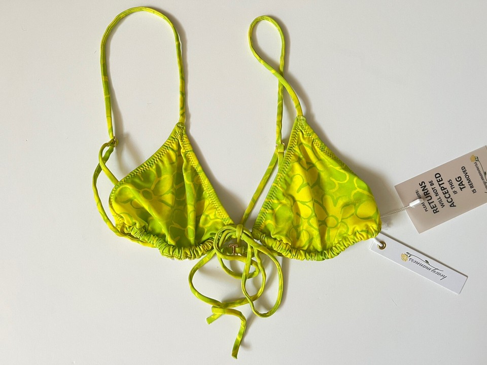 HEAVY MANNERS Bikini XS Yellow-Green Floral Swim Top Brand New | eBay