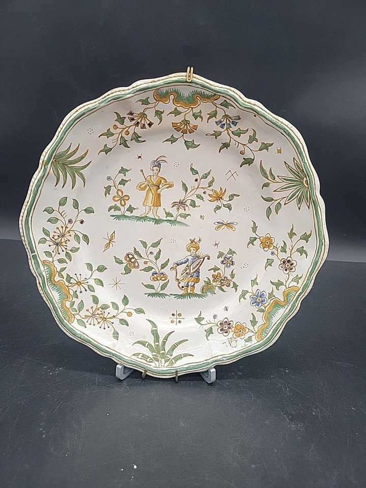 French Moustiers Plate Faience Green Chinoiserie Earthenware Early 18th ...
