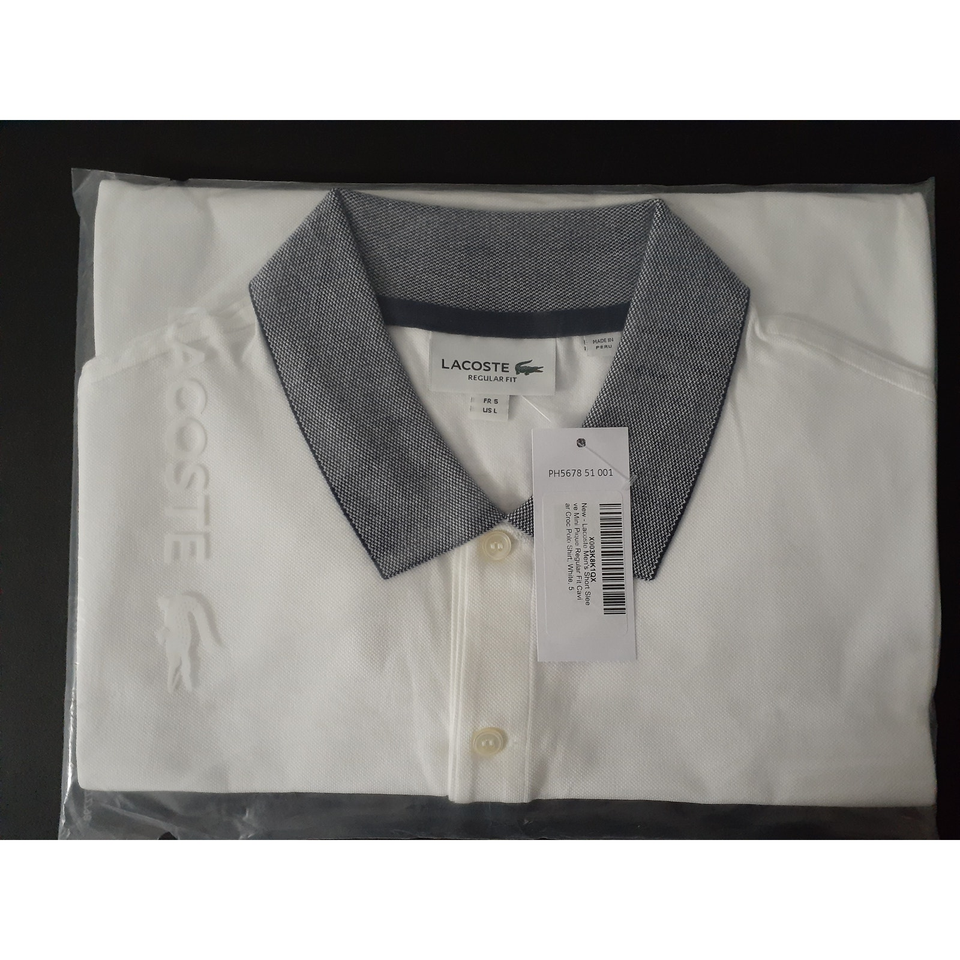 Lacoste Men's Short Sleeve Pique Regular Fit Caviar Croc Polo Shirt ...