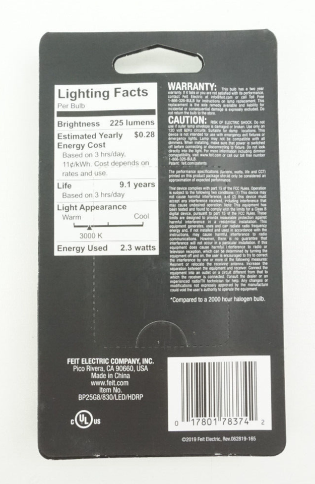Feit Electric 25-Watt Equivalent Bright White 3000K T4 G8 Bi-Pin Base ...