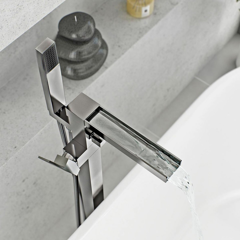Waterfall Cascade Bathroom Taps, Basin Taps, Freestanding Bath Shower ...