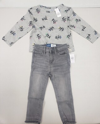 Old Navy Girls Gray Skinny Jeans Baby GAP Minnie Mouse Long Sleeve Top Size 2T | eBay