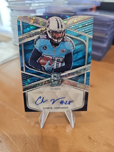 2024 Spectra Football CHRIS JOHNSON Neon Blue Signatures Auto /50 # ...