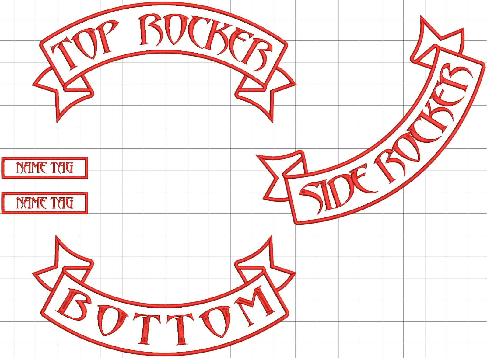 CUSTOM 12" ROCKER SET Motorcycle Patch: Top + Bottom + Side + tag large ...