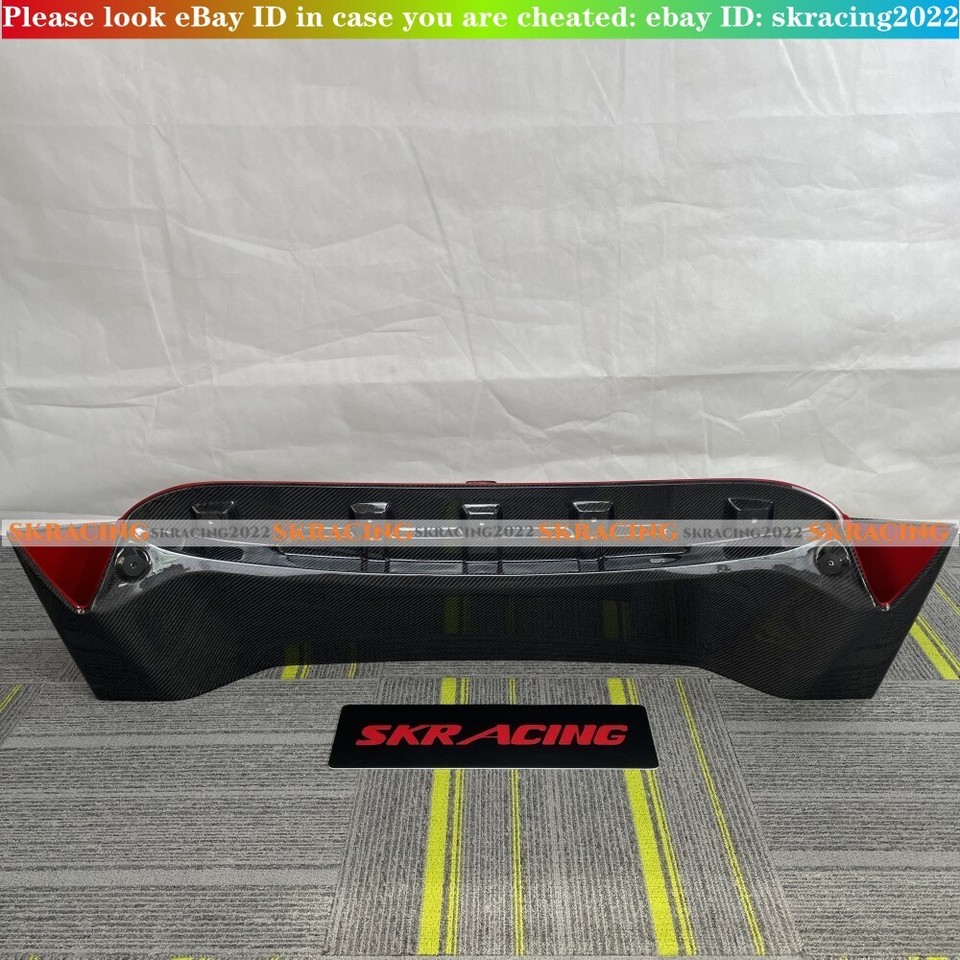 FITS Mini Cooper F55 F56 Real Carbon Fiber+Red Colour Rear Spoiler Roof ...