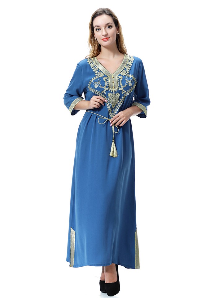 Dubai Abaya Muslim Women Maxi Dress Kaftan Robe Arab Turkey Loose ...