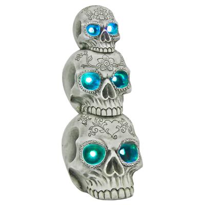 Light Up Sugar Skulls Stack Halloween Decoration DOTD Colour Change LED ...