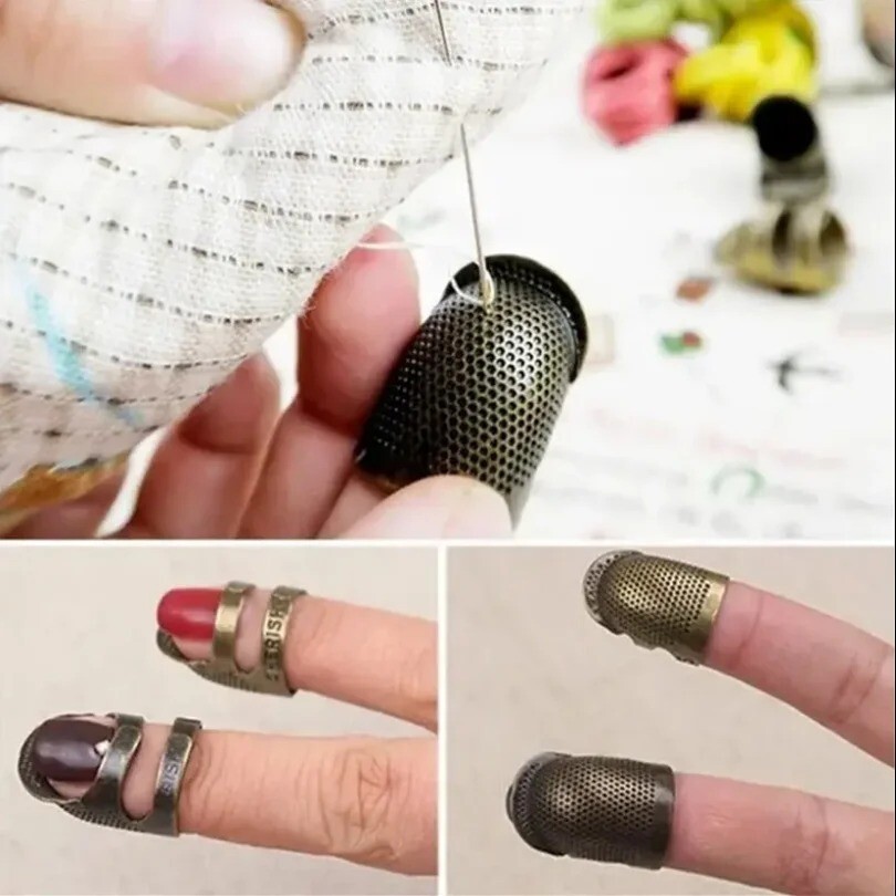Sewing Thimble Adjustable Finger Metal Shield Protector Needles Craft ...