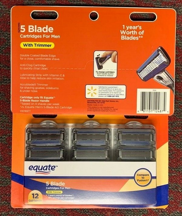 2x 12 Equate 5-Blade Razor Refill Cartridges With Trimmer Men Compare ...