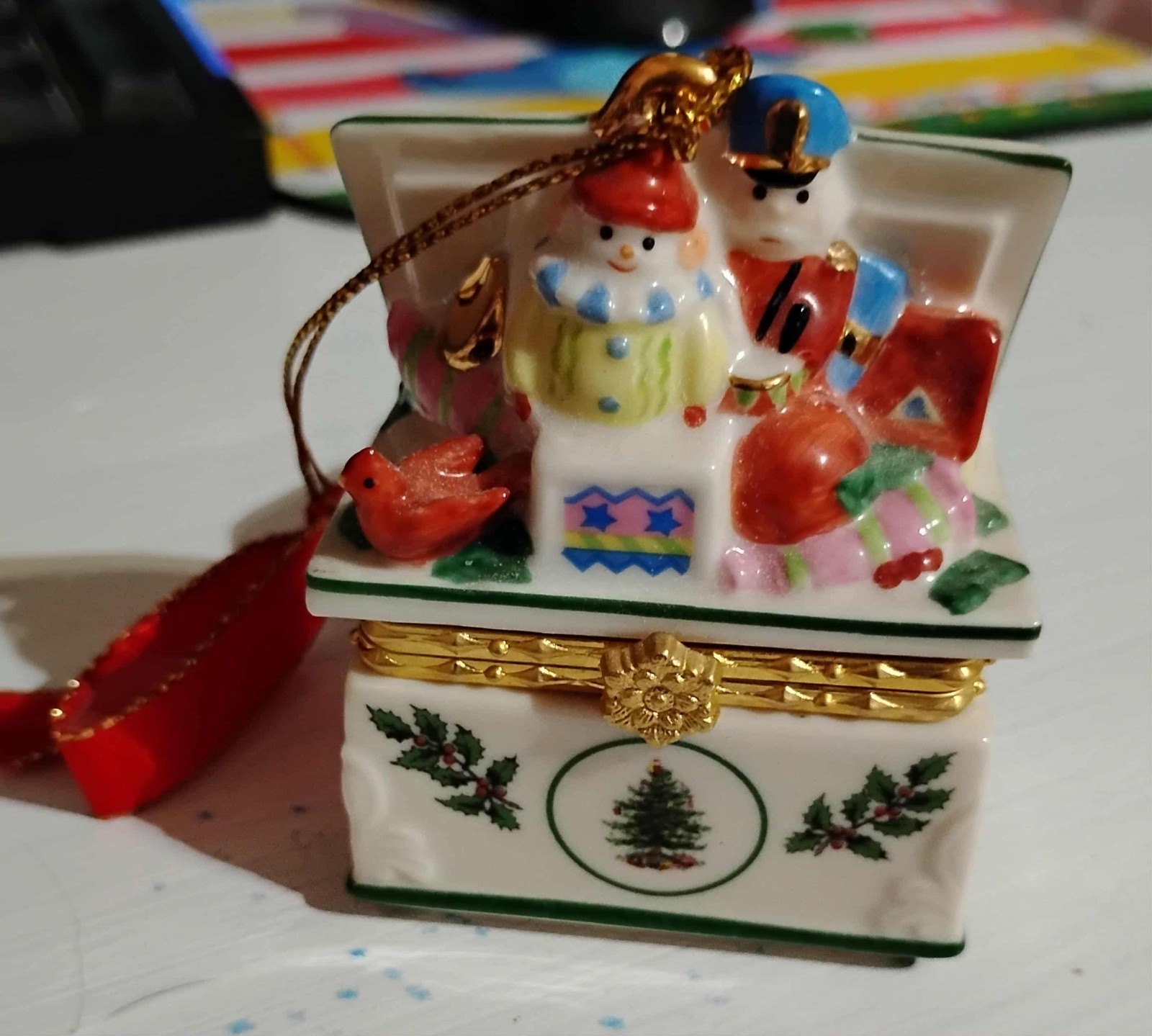 Spode China Toy Chest Trinket Box Hinged Lid Hanging Ornament | eBay