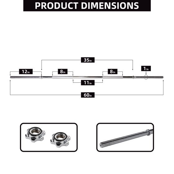Cast Iron 100 lb Barbell Weight Set with 5FT Bar – Standard Plates for ...