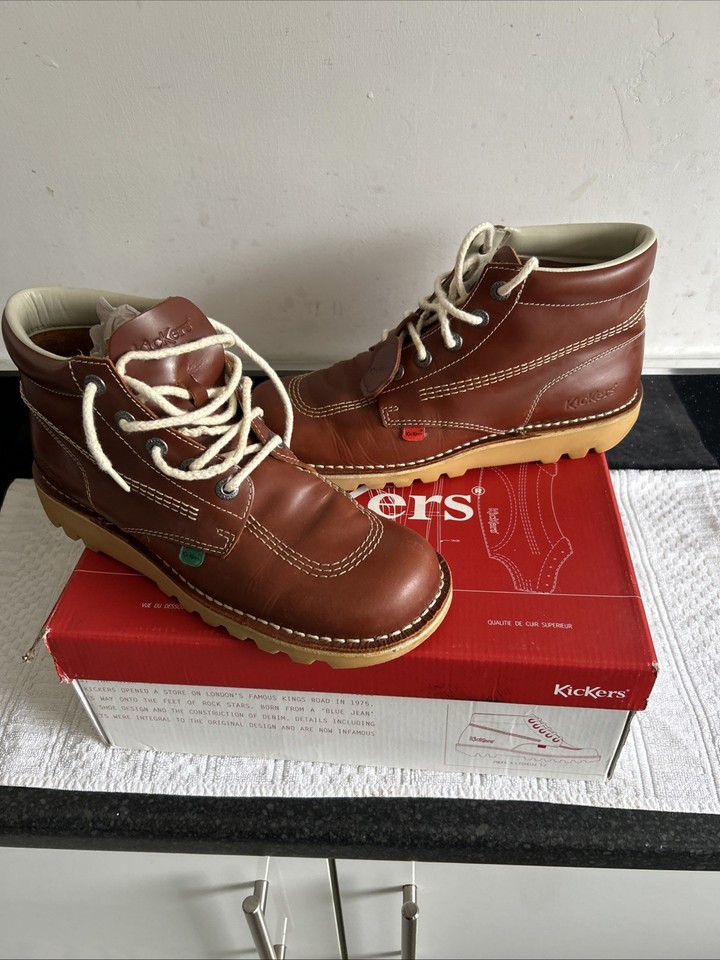 Men’s Brown Size 9 Kickers Boot In Original Box with Tissue Worn Twice ...