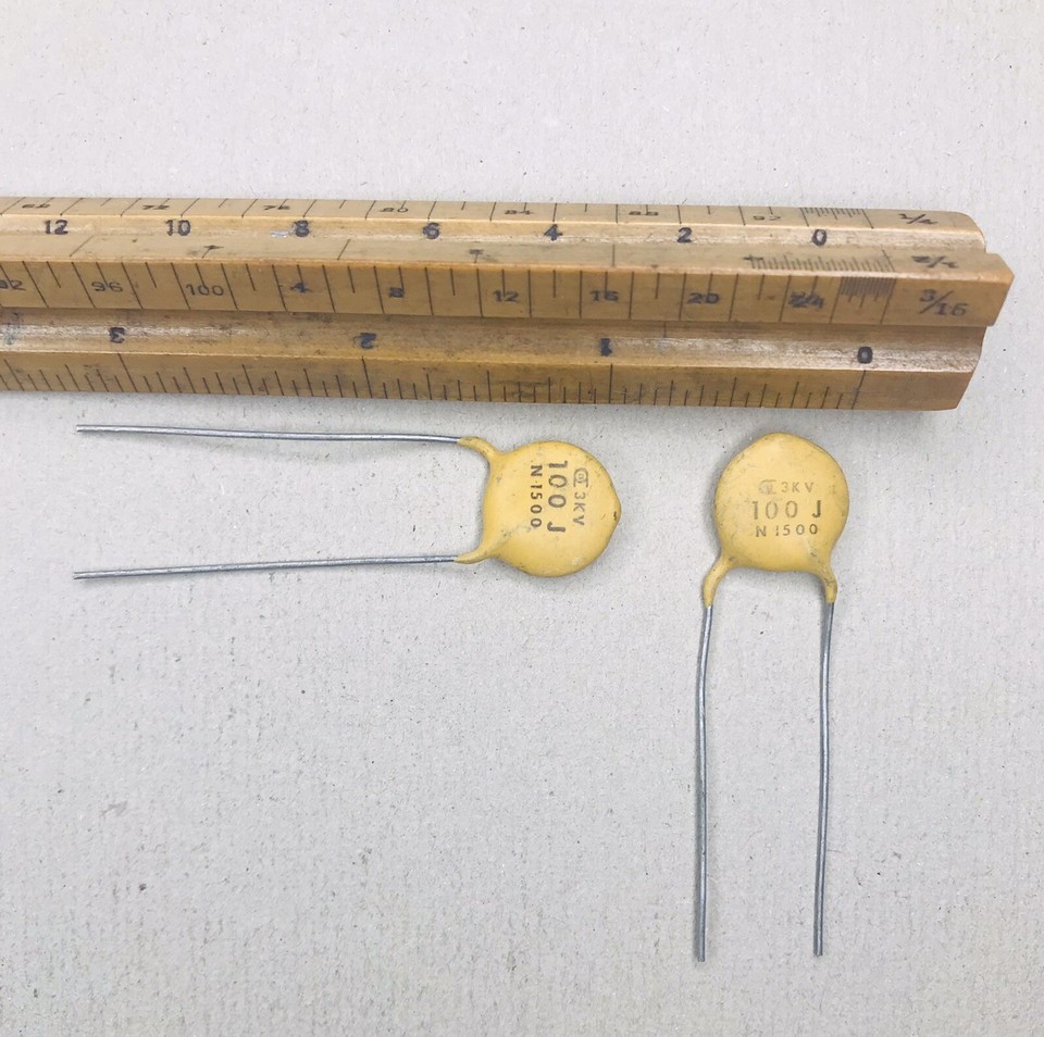 100pF 10KV High Voltage Ceramic Disc Capacitors Circle D vintage Pair ...