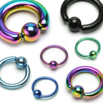 PAIR of Captive Bead Rings CBR Nipple Septum Helix Tragus Piercings ...